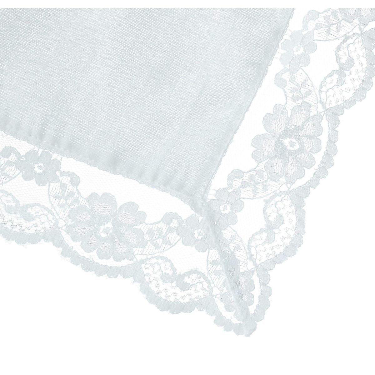 CTM® Women's Bridal Dress Lace and Linen Handkerchief, White