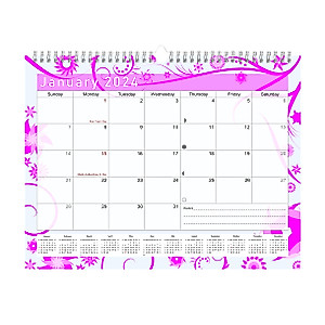 2024 Monthly Spiral-Bound Wall/Desk Calendar - 12 Months Desktop/Wall Blotter Calendar/Planner - (Edition #010)