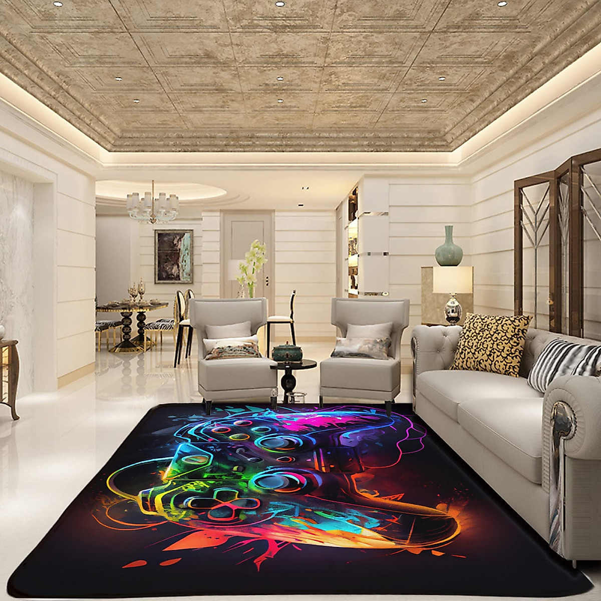 NEBOTON Gaming Rug for Game Room, Gamer Rug for Boys Bedroom, Game Controller Theme 36x24inches