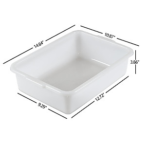 Guankan 4-Pack 8 L Commercial Plastic Bus Tub Box, Small Dish Pan Tub, White