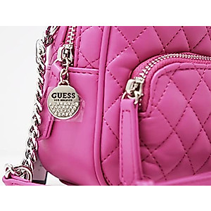 GUESS Factory Women's Evan Pink Quilted Mini Backpack Style Crossbody Handbag Purse