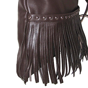 Cowhide Leather Fringe Mini Sac Cross-body Handbag (Brown)