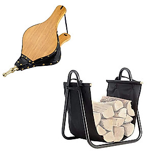 Amagabeli Fireplace Bellows 15.5"x 7" Bundle Fireplace Log Holder with Canvas