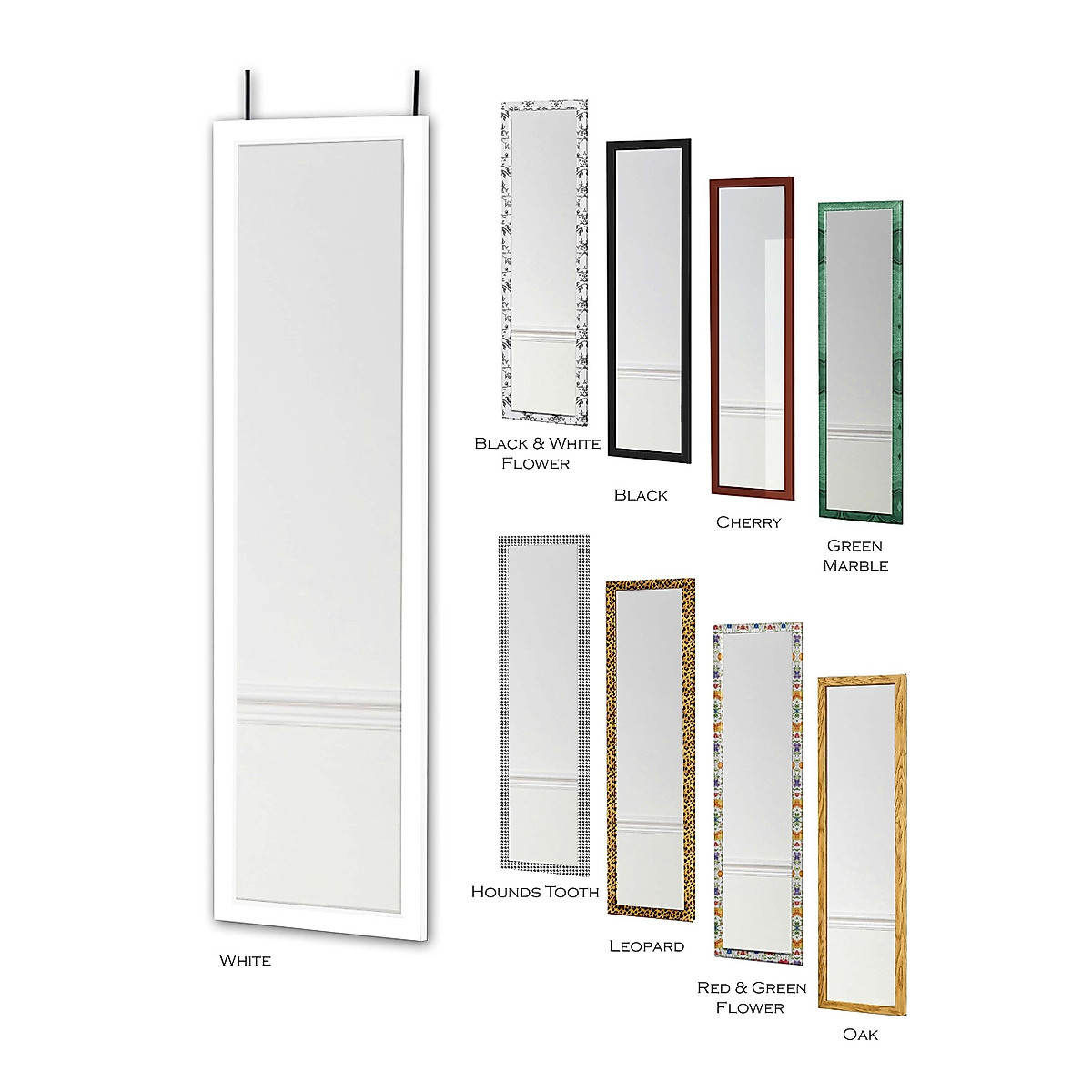 Mirrotek DM1448BLK Door Mirror, 13.7" x 48", Black