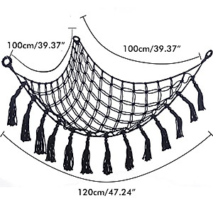 Enfudid Large Stuffed Animal Toy Hammock, 47 inch Toy Hammock Organizer for Stuffed Animal Display Corner Plush Toys Net Holder Boho Decor for Nursery Playroom Bedroom Kids Room Storage