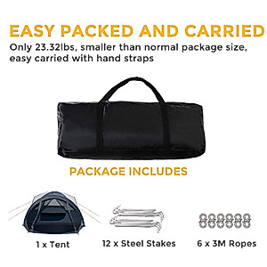 Pacific Pass 6 Person Dome Tent w/ Removable Rain Fly and Screen Room, Water Resistant - Navy/Gray