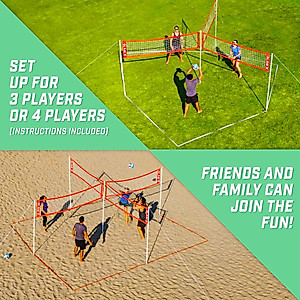 GoSports Slam X Huge 21 ft x 21 ft 4 Way Volleyball Game Set - Ultimate Backyard & Beach Game For Kids And Adults
