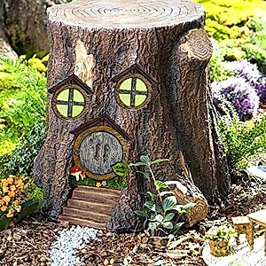ALLADINBOX Miniature Fairy Gnome Home Pine Cone Design Window and Door for Tree Hugger Decoration, Glow in Dark Fairies Sleeping Noctilucence Yard Art Garden Sculpture, Lawn Ornament Halloween Décor