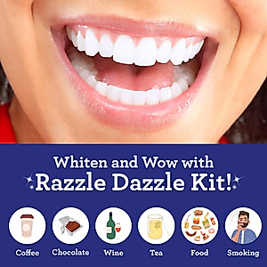 GuruNanda Teeth Whitening Razzle Dazzle Kit - Includes 14 Whitening Strips, 4 Pk Whitening Toothbrush, 150 ct Floss Picks & 1 Dual Barrel Mouthwash - Enamel Safe Dental Kit for Sensitive Teeth & Gums