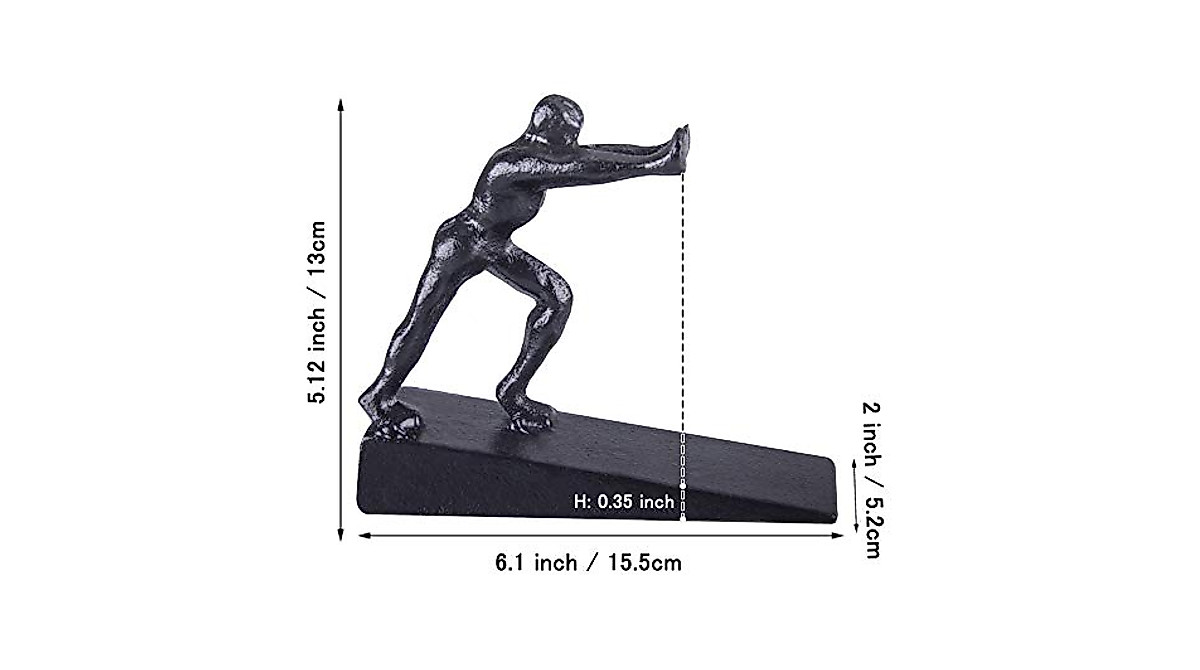 Decorative Cast Iron Door Stop - Heavy Duty Man-Wedge for Rustic Homes