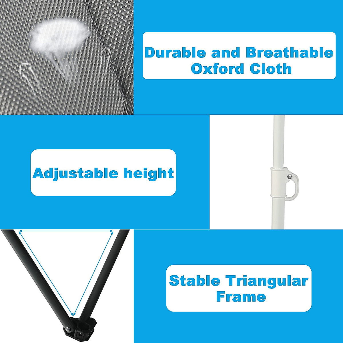 DOALBUN Double Portable Picnic Chair Folding Camping Chair W/Umbrella Table Beverage Holder Carrying Bag Cooler Fold Up Table for Patio Pool Park Outdoor Beach Camping Chair (Blue)