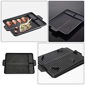 MAGICLULU 1pc Baking Pan Medical Stone Indoor Griddle Camping Stove Pan Nonstick Grill Plate Indoor Bbq Grill Stovetop Grill Pan Bbq Grill Accessories Gill Pan South Korea Portable Aluminum