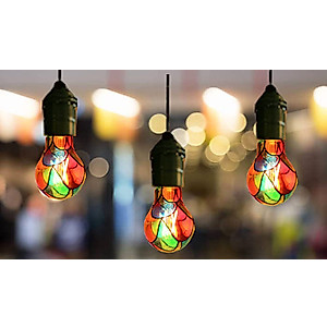 Greeogin Dimmable Stained Glass LED Light Bulb Led Color Bulb,E26 Base 4 Watts A19/A60 LED Light Bulbs,for Party Light,Festive Atmosphere,Home Lighting,Bedside Lamp,2 Pack