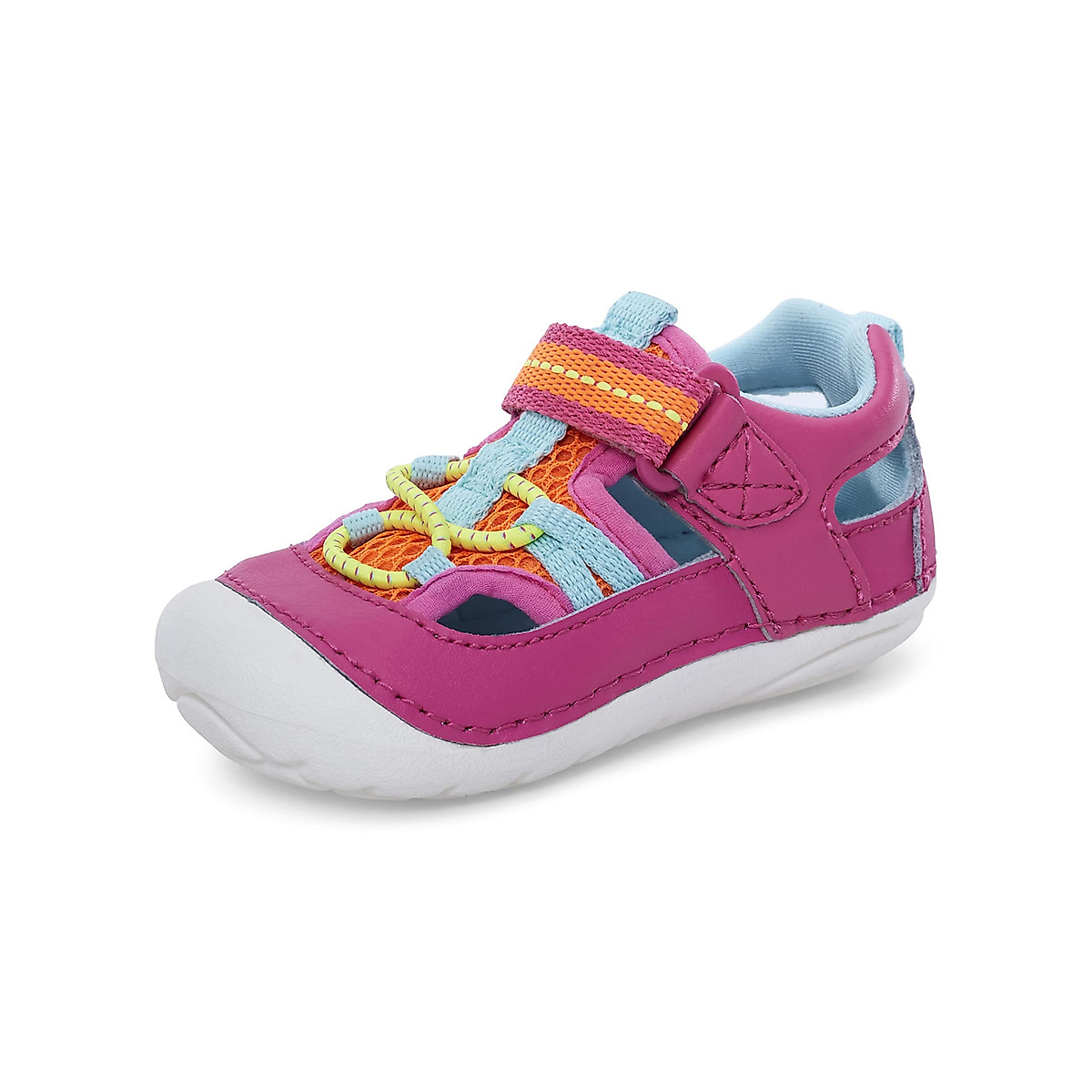 Stride Rite baby girls Soft Motion Tobias First Walker Shoe, Pink Multi, 5.5 Wide Toddler US