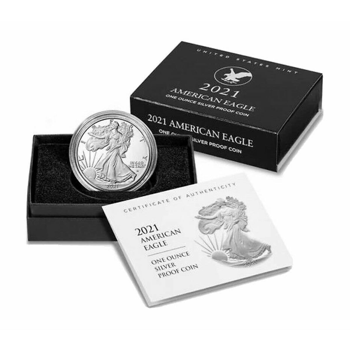 2021 W Silver Eagle Proof Type 2 With Box and COA 21EAN $1 US Mint Proof