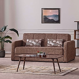Sweethome Stores 72" Pull Bed with Storage, Firm, Fabric, 650 lbs Capacity, Sleeper Sofa, Futon for Living Room or Home Office Convertible Couch, Classique Sofabed, Brown
