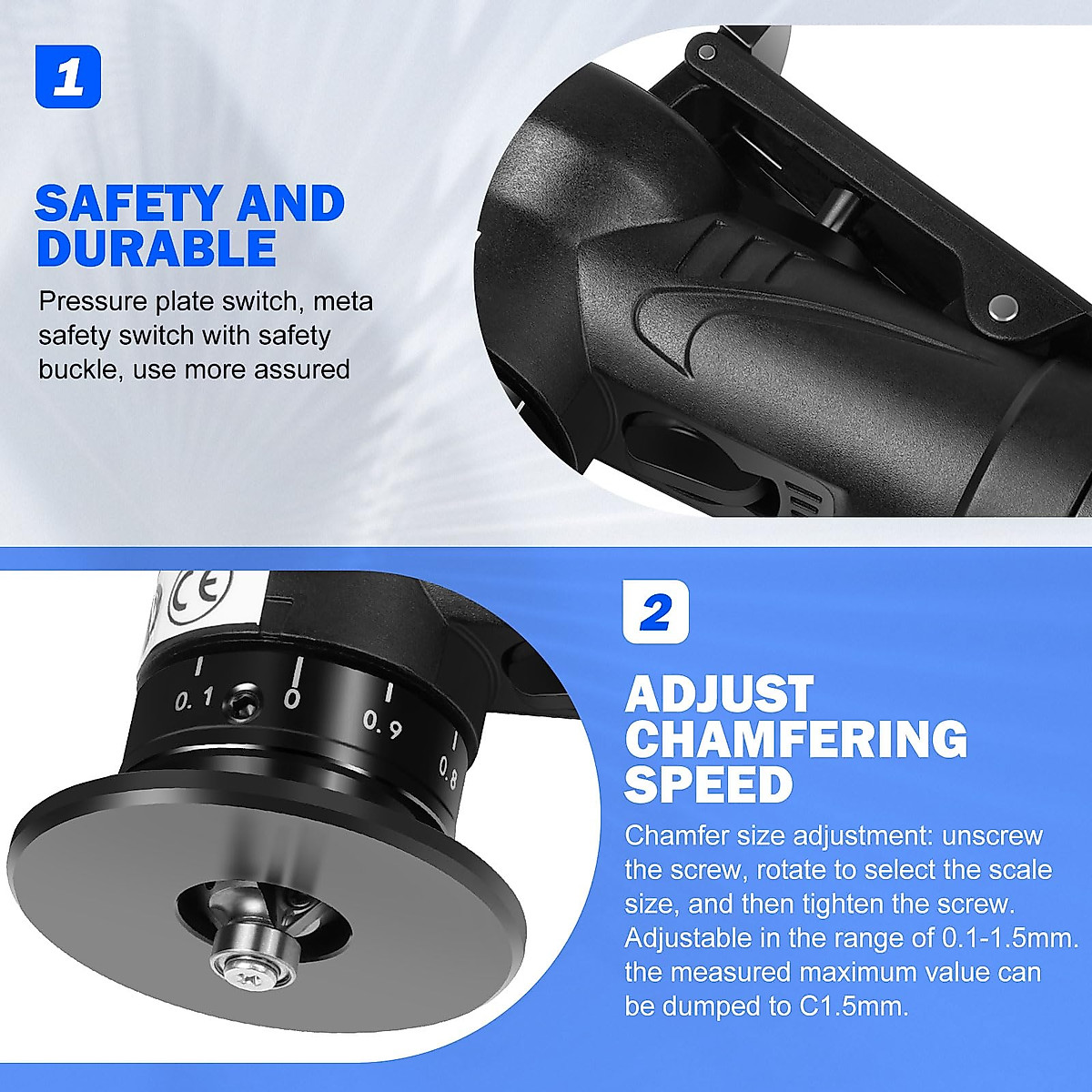 Mini Pneumatic Chamfering Machine,Chamfering Tool for Metal,28000rpm C0-C1 Handheld 45 Degree Arc Air Beveling Machine with 1/4 Inch Air Inlet for Trimming,Chamfer Deburring (Black)