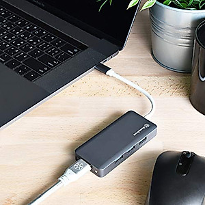 Silverstone SST-EP14C - USB 3.1 Type-C Gen1 to HDMI (res. up to 4096 x 2160 @ 30Hz), 3X USB 3.1 Gen 1 Type-A, 1x USB 3.1 Gen 1 Type-C (PD 2.0 Charging), Charcoal