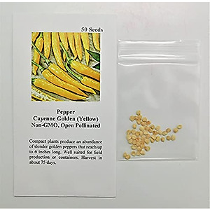 David's Garden Seeds Pepper Cayenne Golden FBA-00081 (Yellow) 25 Non-GMO, Heirloom Seeds