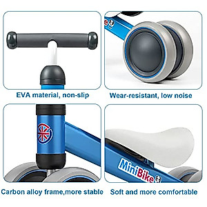 Ancaixin Baby Balance Bikes 10-24 Month Toddler Walker | Riding Toys for 1 Year Old Boys Girls | No Pedal Infant 4 Wheels Kids Bicycle | Best First Birthday Gift New Year Holiday Blue