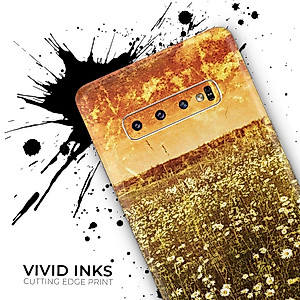 DesignSkinz Vintage Glowing Orange Field Protective Vinyl Decal Wrap Skin Cover Compatible with The Samsung Galaxy S20 (Screen Trim & Back Glass Skin)