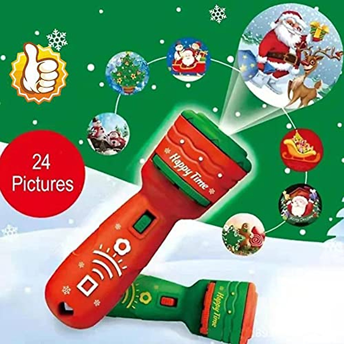 LELEBEAR 2 Packs Slide Projector Torch Projection Light, Flashlight Projector for Bedtime, Christmas Education Learning Gifts (2 Packs)