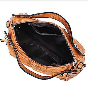 HANDAFA Ladies Boston Tote Handbag Studded Hobo Purse For Women Rivet Satchel Bag(Wheat)