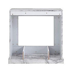 SEI Furniture Dendale Faux Marble Electric Fireplace, New White-Gray Veining