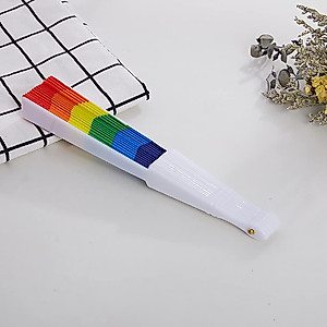 Tkocisa 12 PCS LGBT Pride Month Fans for Men/Women, Rainbow Folding Hand Fan Gay Pride LGBT Fans, Pride Month Parade Accessories Plastic Pride Held Fans for LGBT Party, Dance, Performance