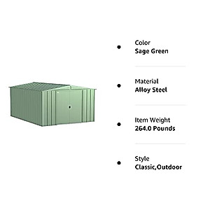 Arrow Classic Steel Storage Shed, 10x14, Sage Green