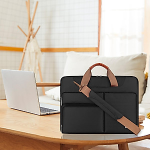 Lacdo 360° Protective Laptop Shoulder Bag for 13 inch New MacBook Air M4 A3240 2025, M3 A3113, M2 A2681, M1 A2337 A2179 A1932 2024-2018 | 13 inch MacBook Pro M2 M1 A2338 A2251 A2289 Computer Bag,Black