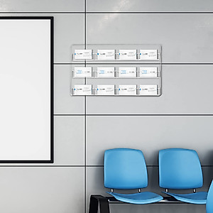 Lincia Acrylic Business Card Holder Wall Mount Clear Sticker Display Rack Multiple Card Holders Clear Acrylic Card Organizing Sticker Display Stand Pre Drilled Acrylic Display (12 Pocket)