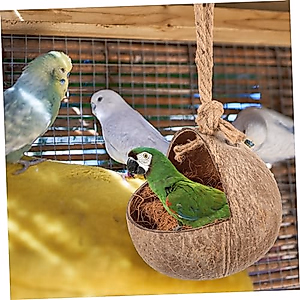 balacoo Coconut Shell nest Parrot Hammock Hamster Hammock Suspending Bird Hammock Bird House Parrot Supply Bird Coco Swing Parrot Sleeping Hammock Bird Sleeping Nest The Bird's nest Bed