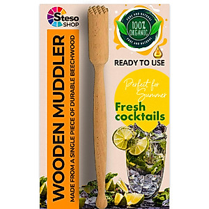 Muddler for Cocktails Small Tools - Muddler Wood Perfect Size - Pestle Fruit Mint Garlic Lime Lemon Herb - Wooden Muddler Great Sturdy - Drink Muddler Easy to Use…