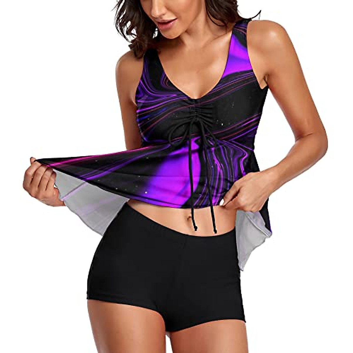 MARZXIN Tankini Swimsuits for Women Two Piece Bathing Suits Swimwear with Boyshorts FloralG XXL