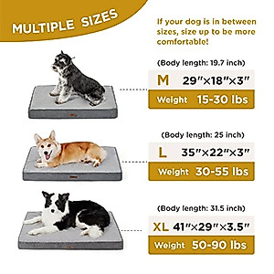 Lesure Large Memory Foam Dog Bed for Crate with Waterproof Liner for Large Dogs Grey - Orthopedic Washable Dog Bed with Removable Cover & Non-Slip Bottom - Cozy Dog Bed for Pet