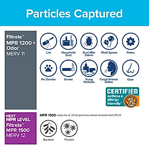 Filtrete 16x25x1, AC Furnace Air Filter, MPR 1200, Allergen Defense Odor Reduction, 2-Pack (exact dimensions 15.69 x 24.69 x 0.81)