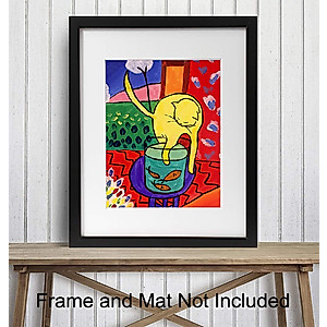 Cat Wall Decor - Boho Bohemian Decor - Matisse Poster - Cat Wall Art - Abstract Art - Mid Century Modern Wall Decor - Minimalist Wall Art - Aesthetic Room Decor - Cat Themed Gifts - Kitty Cat