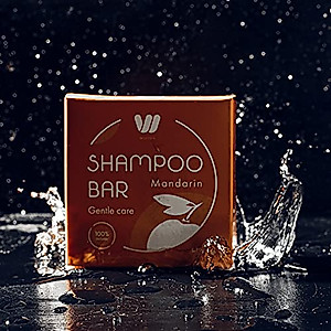 Eco-Friendly Solid Shampoo Bar for All Hair Types, Sustainable Natural Shampoo, Plastic Free, pH Balanced, Vegan, Plant Based, 100% Compostable and Zero Waste, 4.10oz (Mandarin)