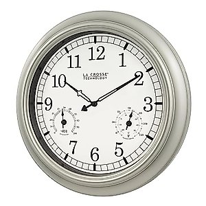 La Crosse Technology WT-3181PL-Q Quartz Indoor/Outdoor Wall Clock, 18"