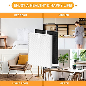 AP-1512HHS True HEPA Replacement Filter Compatible with Coway Airmega AP-1512HHS Air Cleaner Purifier, 2 Piece Set HEPA Filter and Carbon Filter