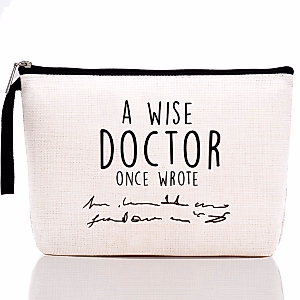 Hanamiya Na Doctor Gifts for Women, Thank You Appreciation Doctor Gifts. Funny Doctor Birthday Gifts, Christmas, Medical Graduation Gifts for Women Funny Makeup Bag-A Wise Doctor Once Wrote