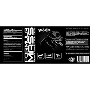 MVP K9 Formula Mass Weight Gainer for Dogs - Helps Promote Healthy Weight Gain, Size and Muscle in Dogs - Great for Skinny, Underweight, Picky Eaters. All Breed Formula, Made in USA (45 Servings)
