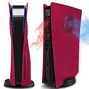SIKEMAY PS5 Face Plates for Playstation 5 Console Disc Edition, PS5 Accessories ABS PS5 Cover Plates with Fan Vents, Hard Shockproof Anti-Scratch Replacement Protective Shell PS5 Cosmic Red Plates