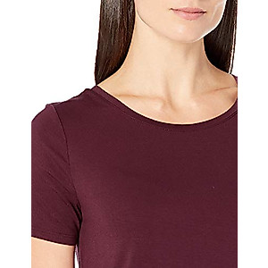 Amazon Essentials Women's Short-Sleeve Scoopneck Tunic, Pack of 2, Black/Burgundy, Medium
