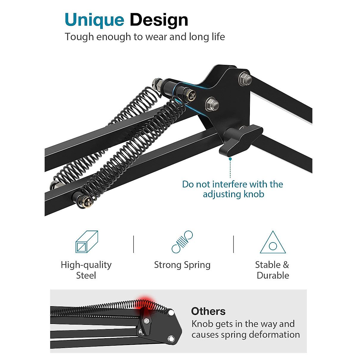 InnoGear Microphone Stand Mic Boom Arm for Blue Yeti HyperX QuadCast S SoloCast Snowball Fifine K669B and other Mic, with Shock Mount Windscreen Pop Filter Mic Clip Holder Cable Ties, Medium