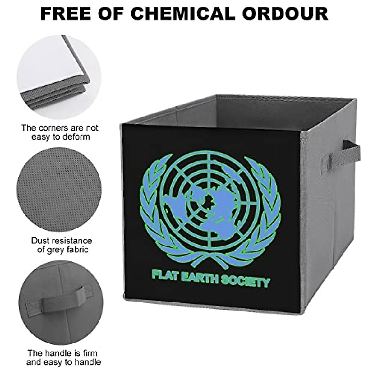 Flat Earth Society Collapsible Storage Bins Basics Folding Fabric Storage Cubes Organizer Boxes with Handles