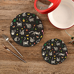 Lemur Tropical Fruits Cotton Braided Hot Pads Trivet Pot Holder for Kitchen Pot Holders Round Woven Potholders for Hot Dishes Suitable for Kitchen Farmhouse Dining Table Dining Room Party