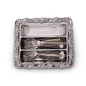 Arthur Court Designs Aluminum Metal Grape Flatware Caddy Silverware Utensil Holder Organizer 13 inch x 11 inch