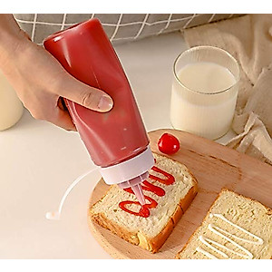 CHILDHOOD 8 oz Squeeze Squirt Condiment Bottles with Cap - Transparent Plastic - for Ketchup Salad dressing Mustard Olive Oil set of (2)